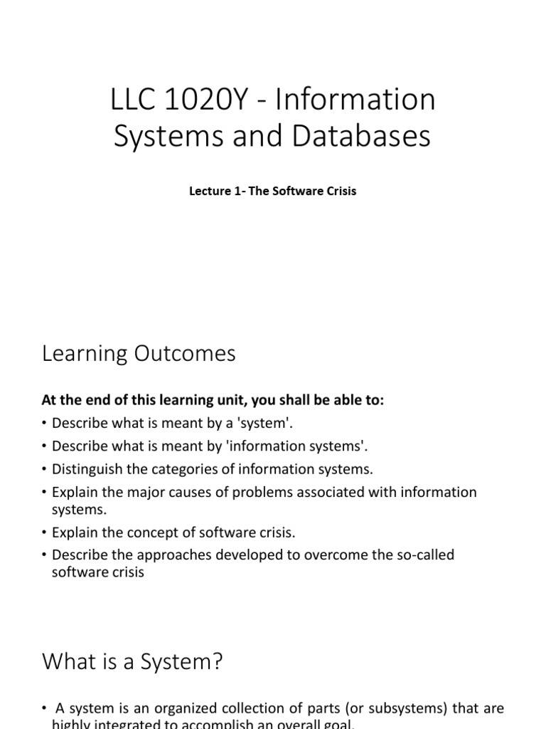 Lec1-The Software Crisis | PDF | Information System | System