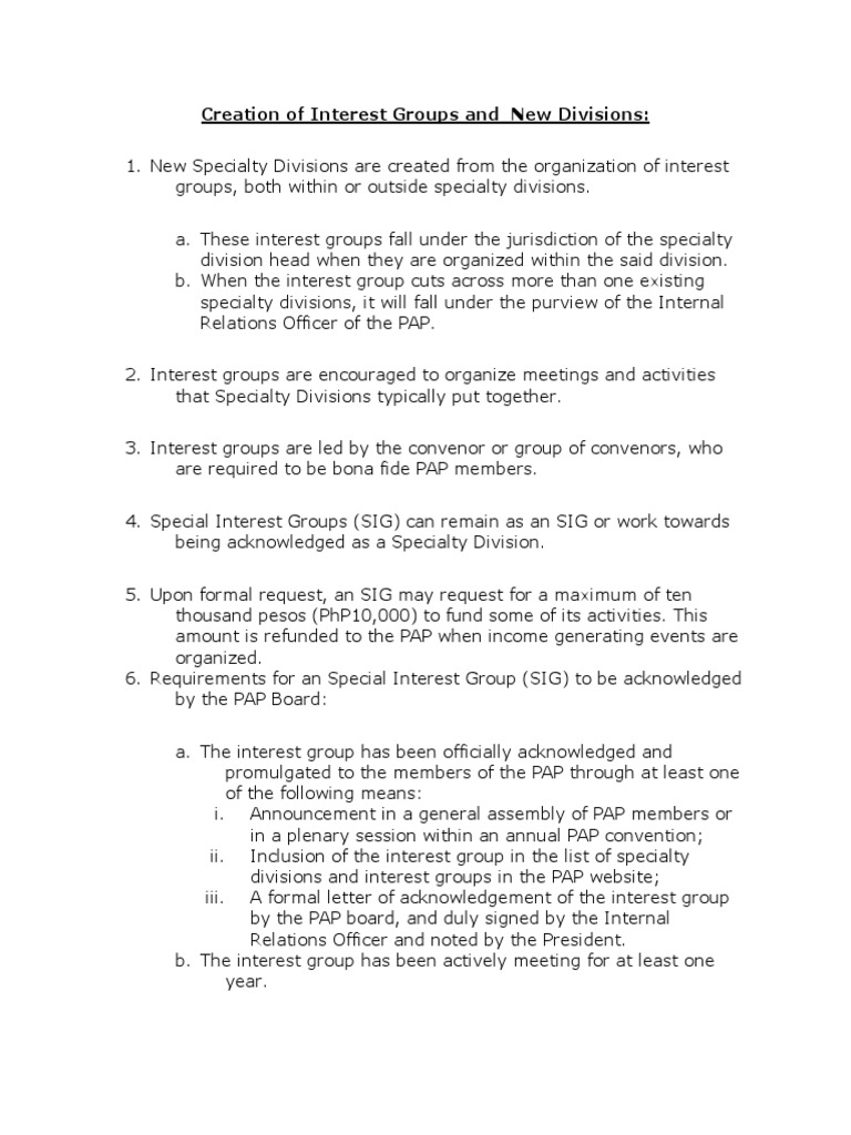 Guidelines for Creating Interest Groups | PDF | Government