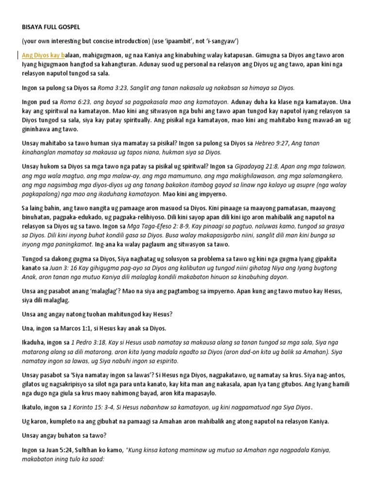 Bisaya Full Gospel 1 | PDF
