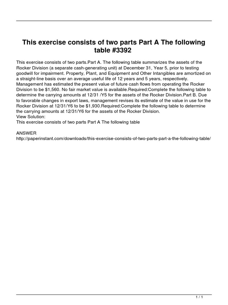 This Exercise Consists of Two Parts Part A The Following Table | PDF