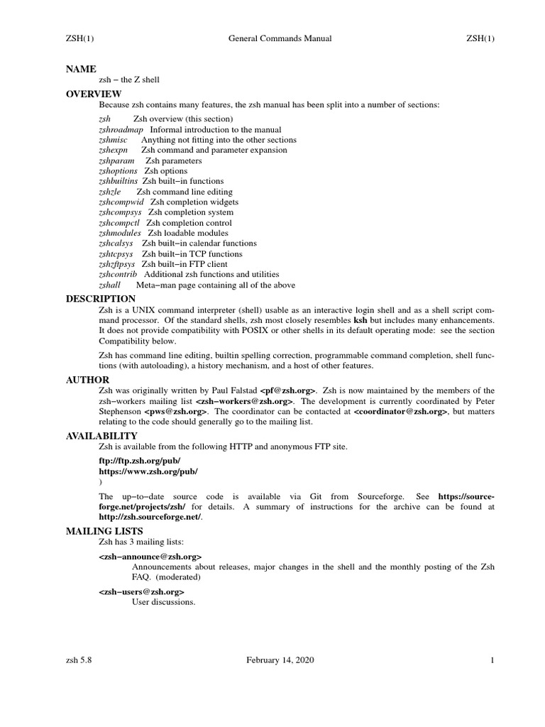 ZSH | PDF | Parameter (Computer Programming) | System Software