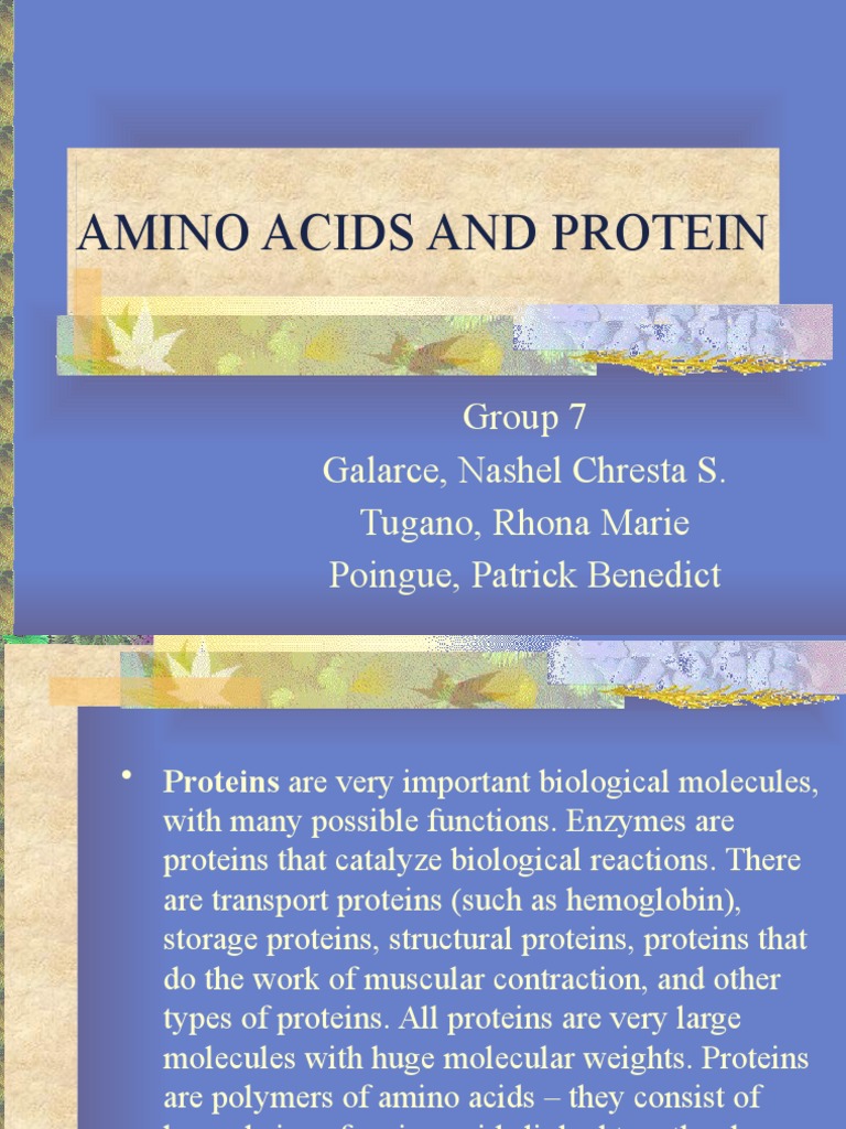 Amino Acids and Protein | PDF | Amino Acid | Hydrolysis