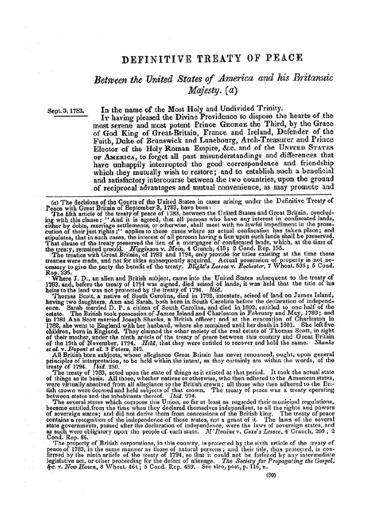 Definitive Treaty of Peace 1783 | PDF | Newfoundland And Labrador | Treaty
