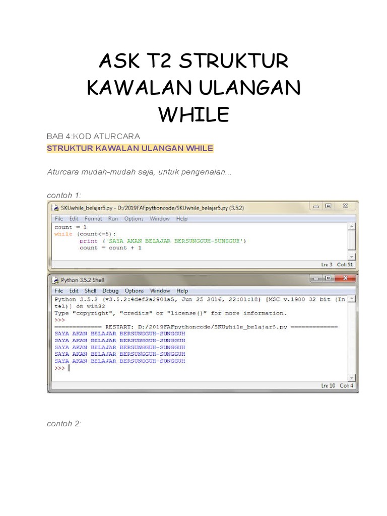 Ask T2 Struktur Kawalan Ulangan While | PDF