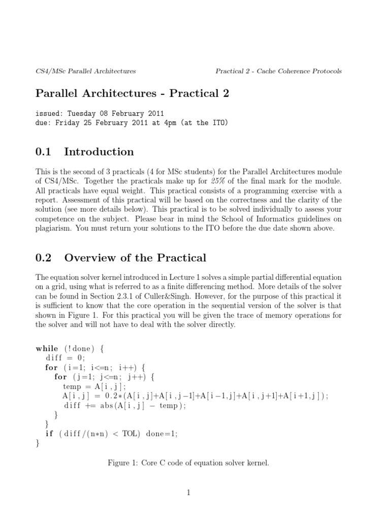 Cs4/Msc Parallel Architectures Practical 2 - Cache Coherence Protocols | PDF | Cpu Cache | Cache ...