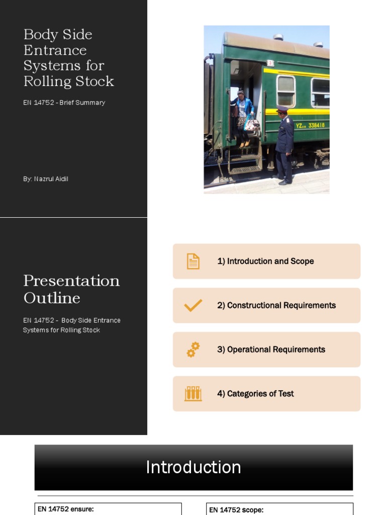 Body Side Entrance Systems For Rolling Stock: EN 14752 - Brief Summary | PDF | Door | Vehicles