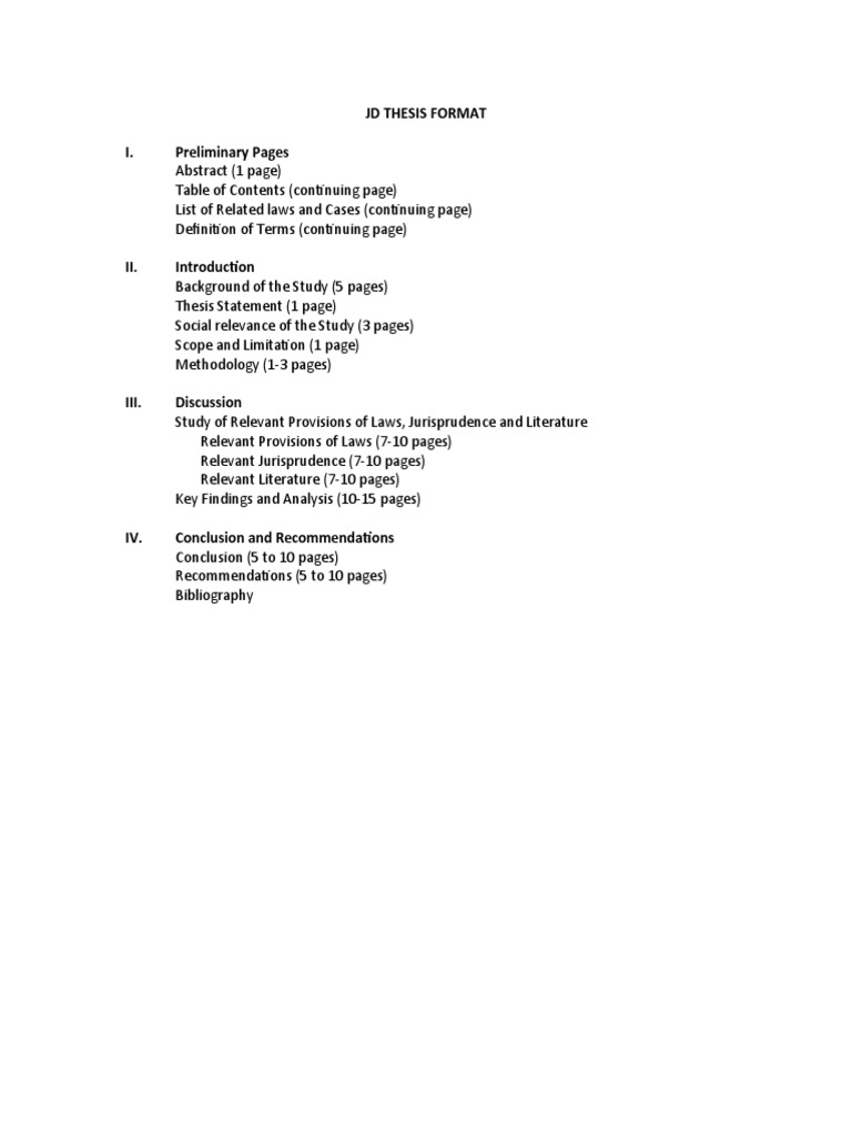 JD Thesis Format 1 | PDF | Jurisprudence | Thesis