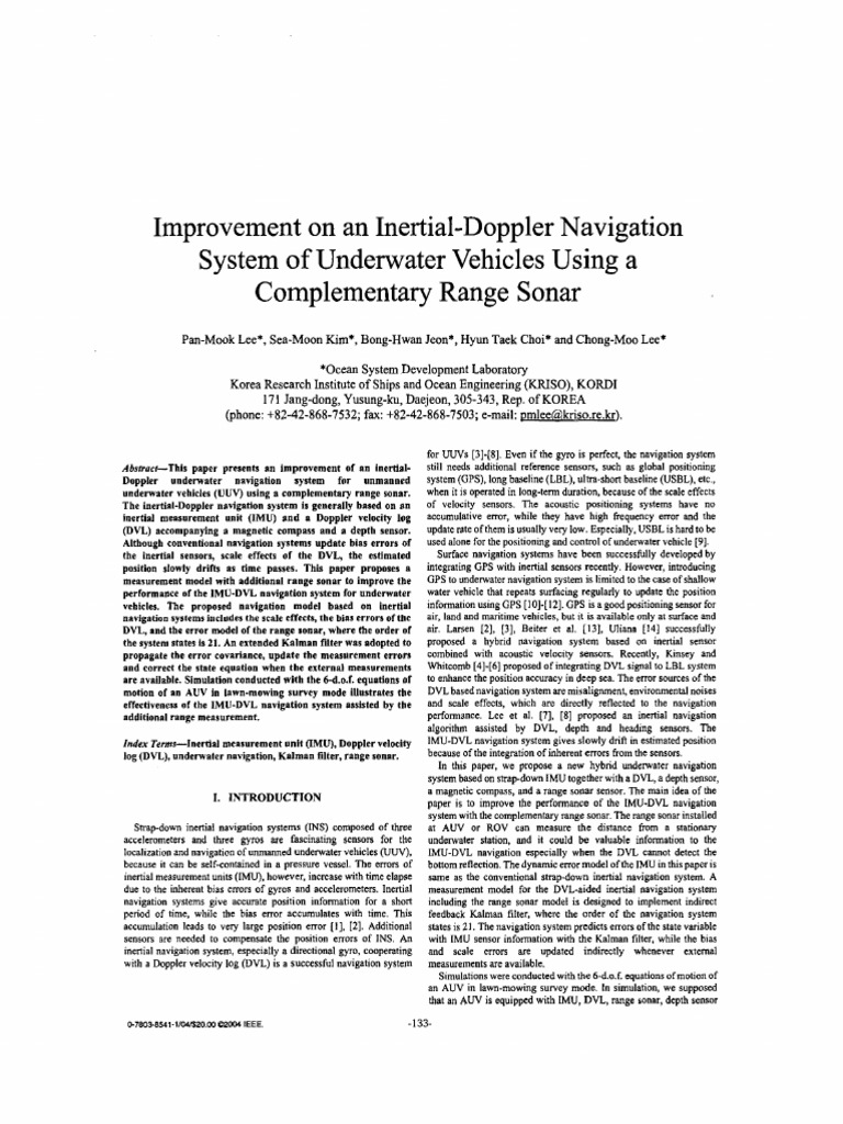 Enhanced Underwater Navigation System | PDF | Inertial Navigation ...