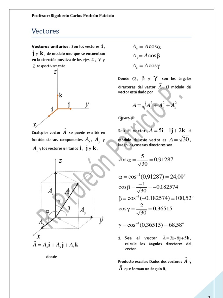 Tema 01 - Vectores en 3 - D | PDF | Vector Euclidiano | Escalar (Matemáticas)