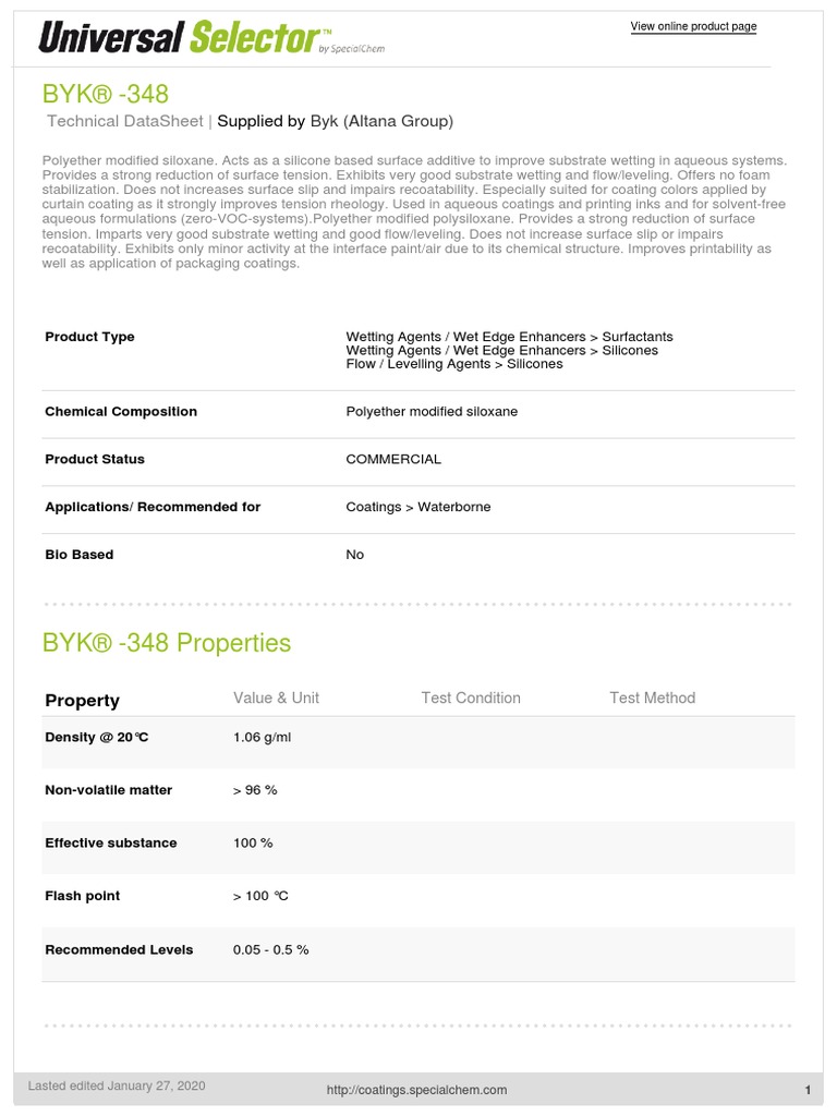 BYK® - 348 - Byk (Altana Group) | Download Free PDF | Surfactant | Wetting