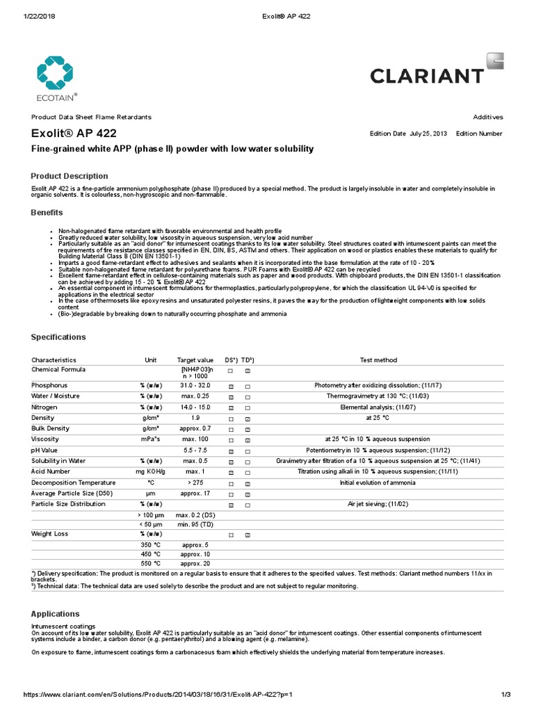 Exolit AP 422 | PDF | Polyurethane | Packaging And Labeling