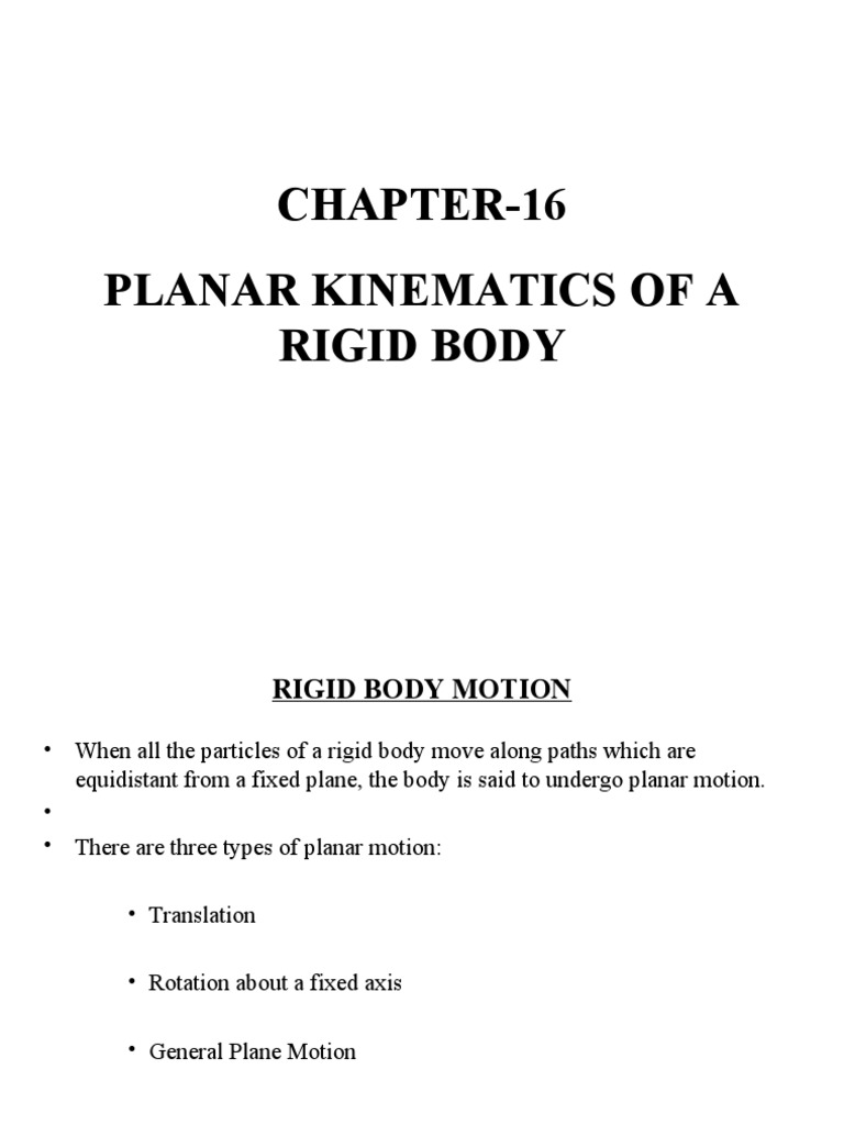 Chapter 16 Planar Kinematics of Rigid Body | PDF | Rotation Around A Fixed Axis | Kinematics