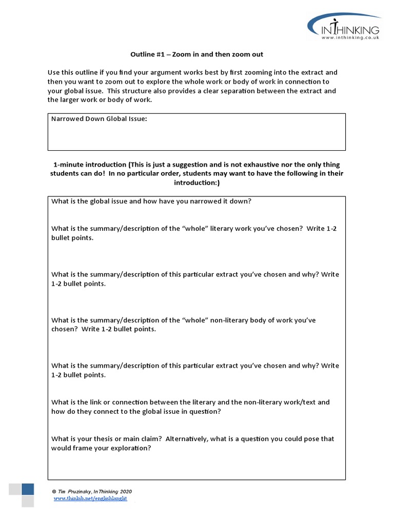 In Thinking IO Outline 1 Zoom in Then Out | PDF | Communication | Cognition