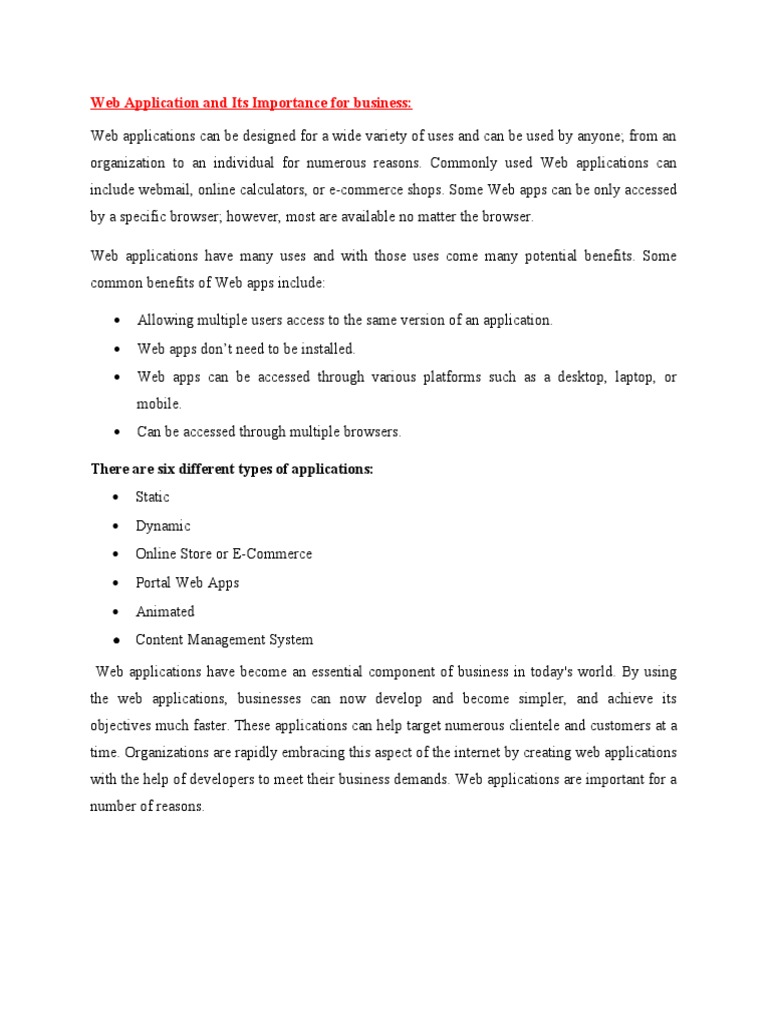 Web Application and Its Importance | PDF | Web Application | Application Software