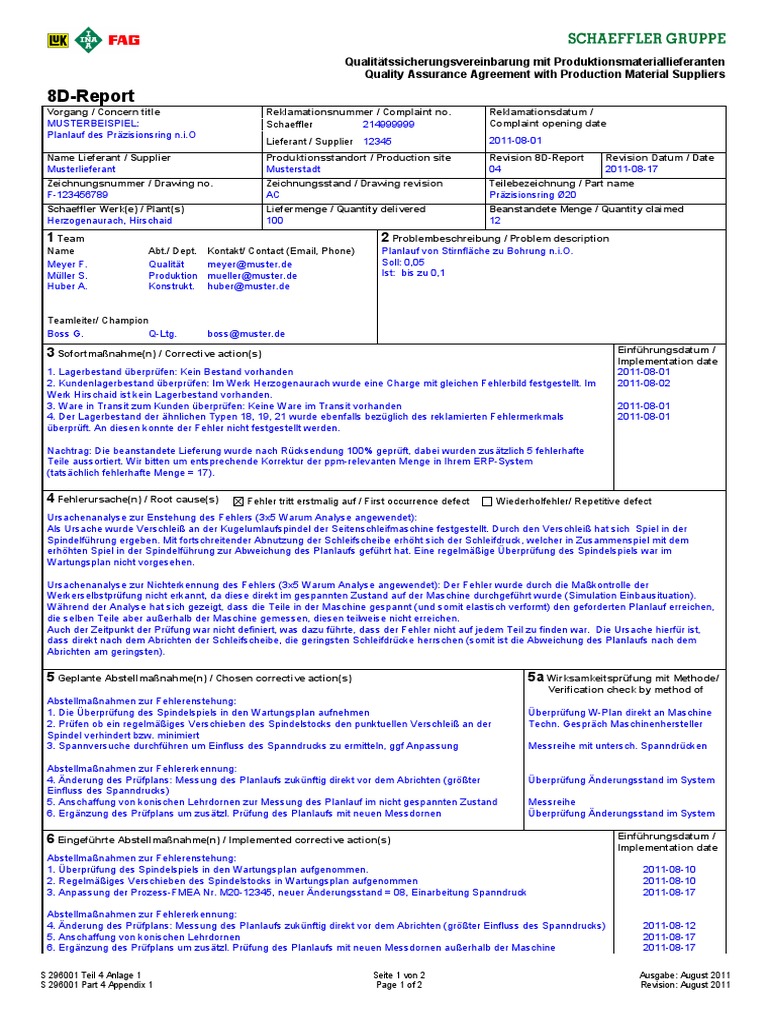 Muster 8D-Report | PDF