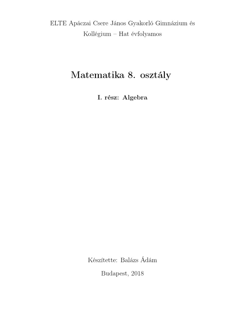 Matematika 8 Algebra | PDF