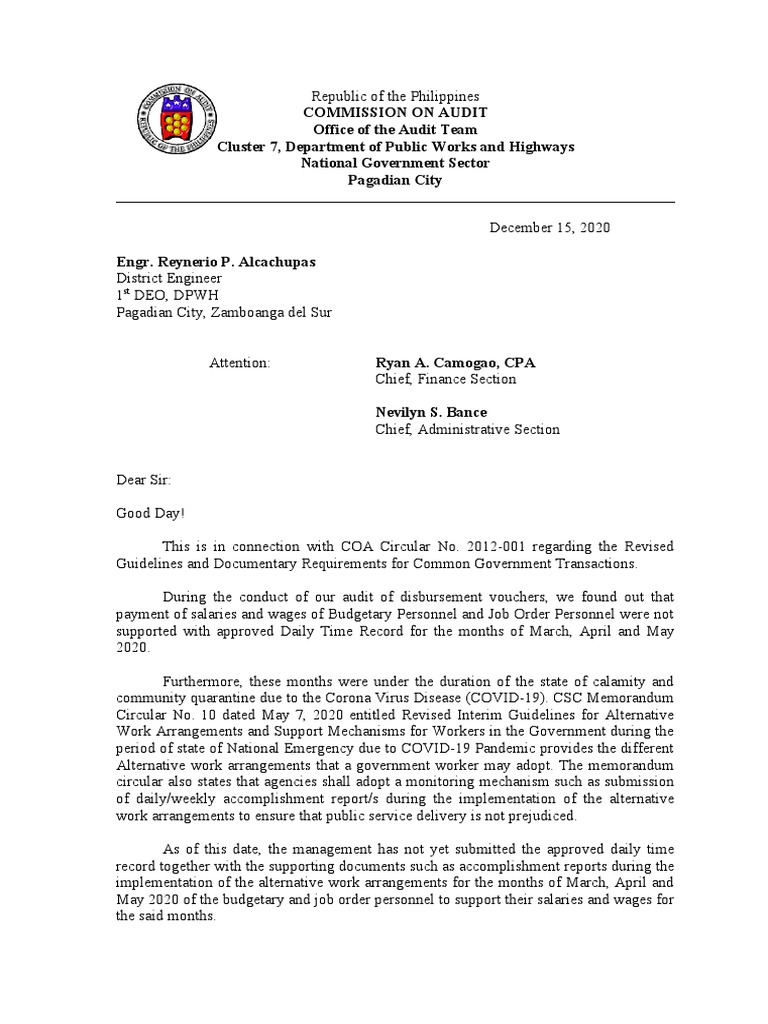 Letter of Submission of DTR | PDF | Pandemic | Emergency Management