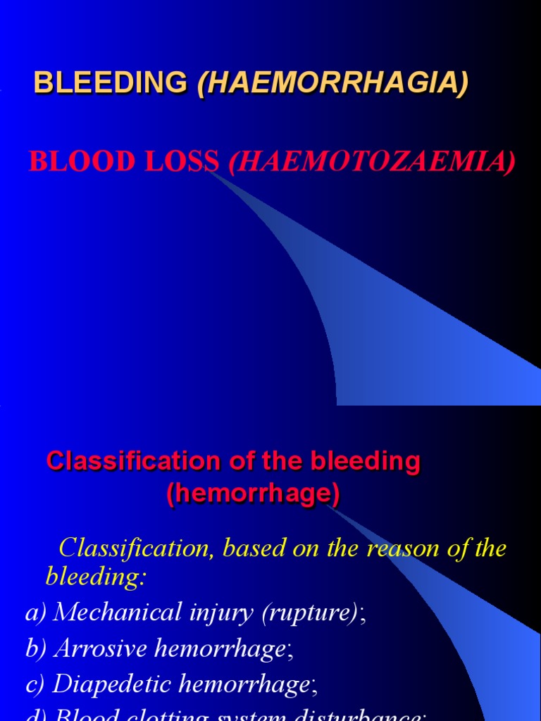 Bleeding (Haemorrhagia) | PDF | Bleeding | Hemostasis