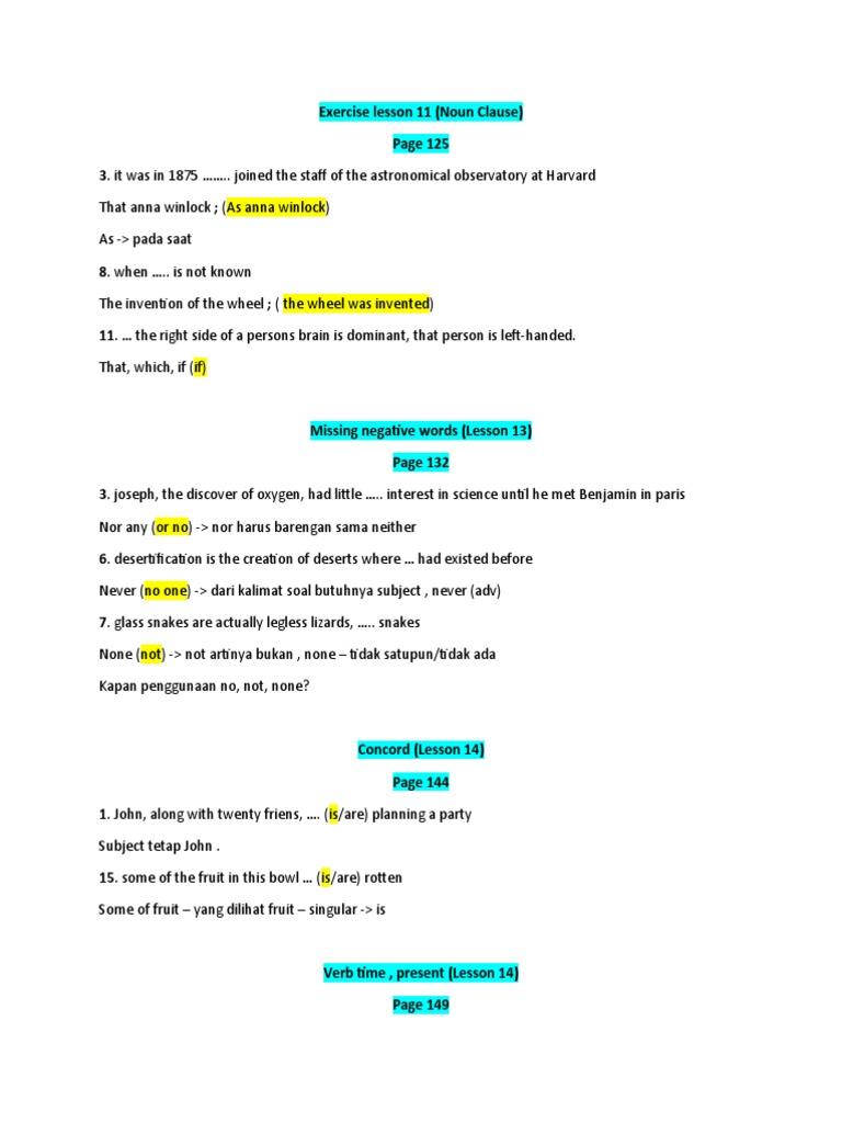 Pembahasan Lesson 11 - 15 | PDF | Syntactic Relationships | Languages