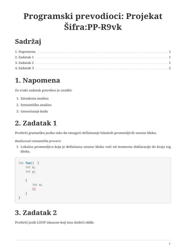 Programski Prevodioci Zadaci | PDF