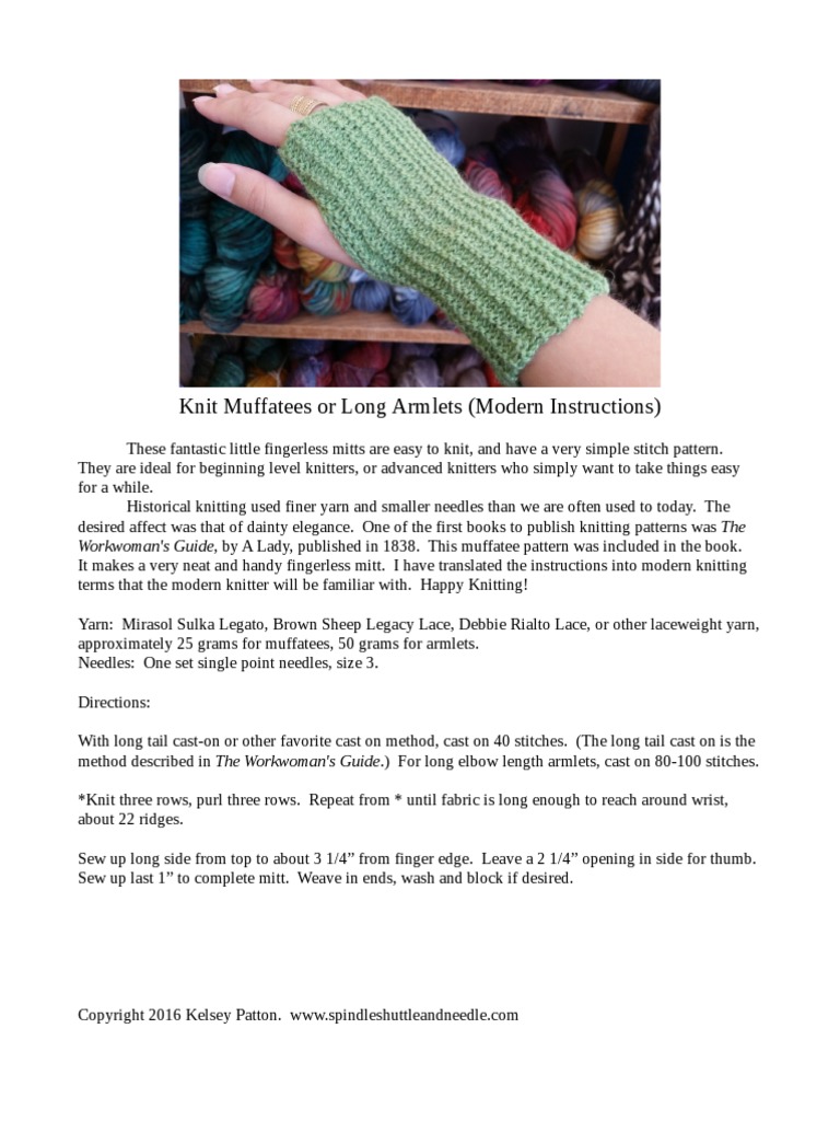 Knit Muffatees or Long Armlets (Modern Instructions) | PDF