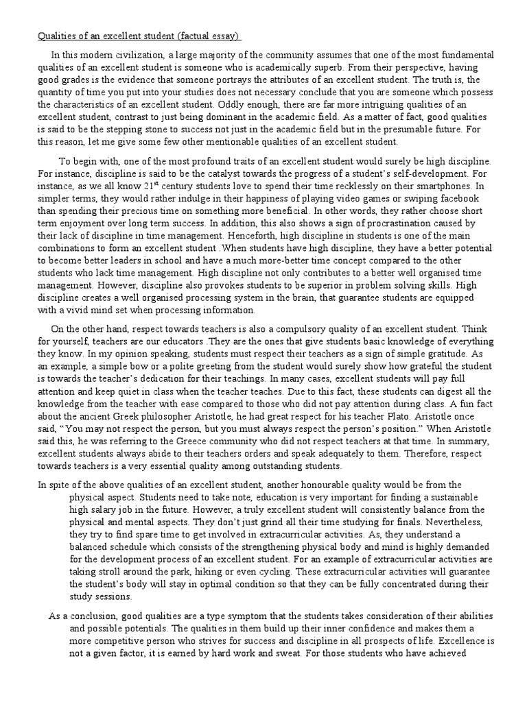 Qualities of an Excellent Student | PDF | Aristotle | Teachers