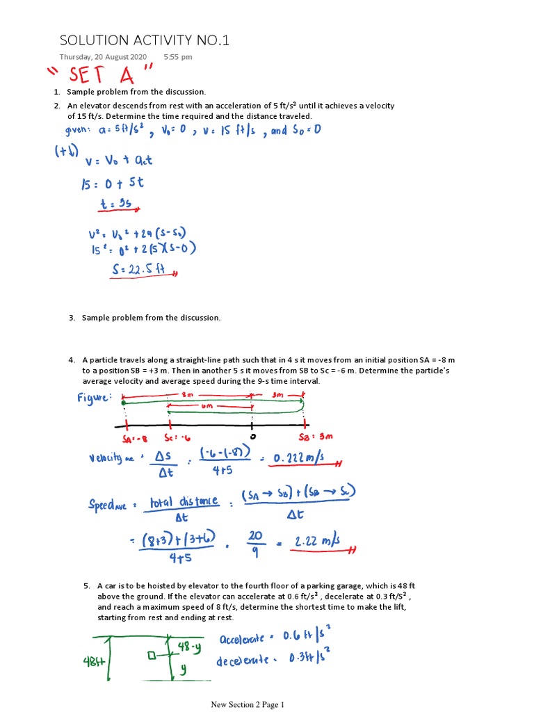 Solution Activity No.1 | PDF | Acceleration | Speed