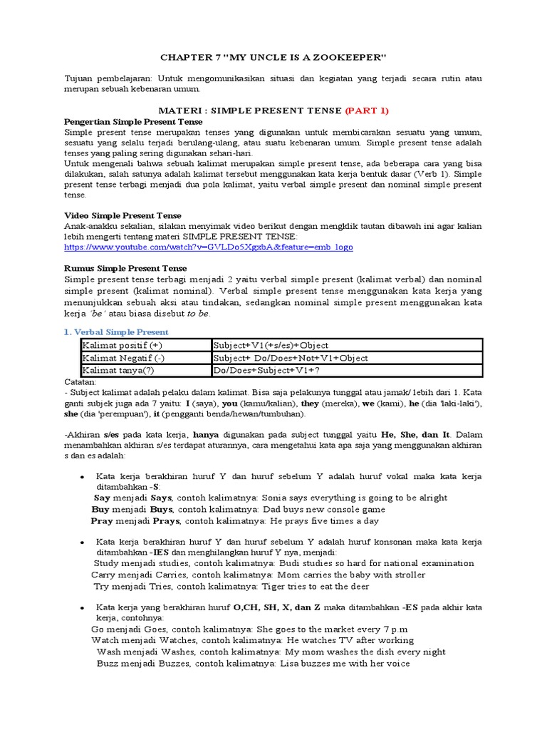 Materi Chapter 7 Simple Present Tense | PDF