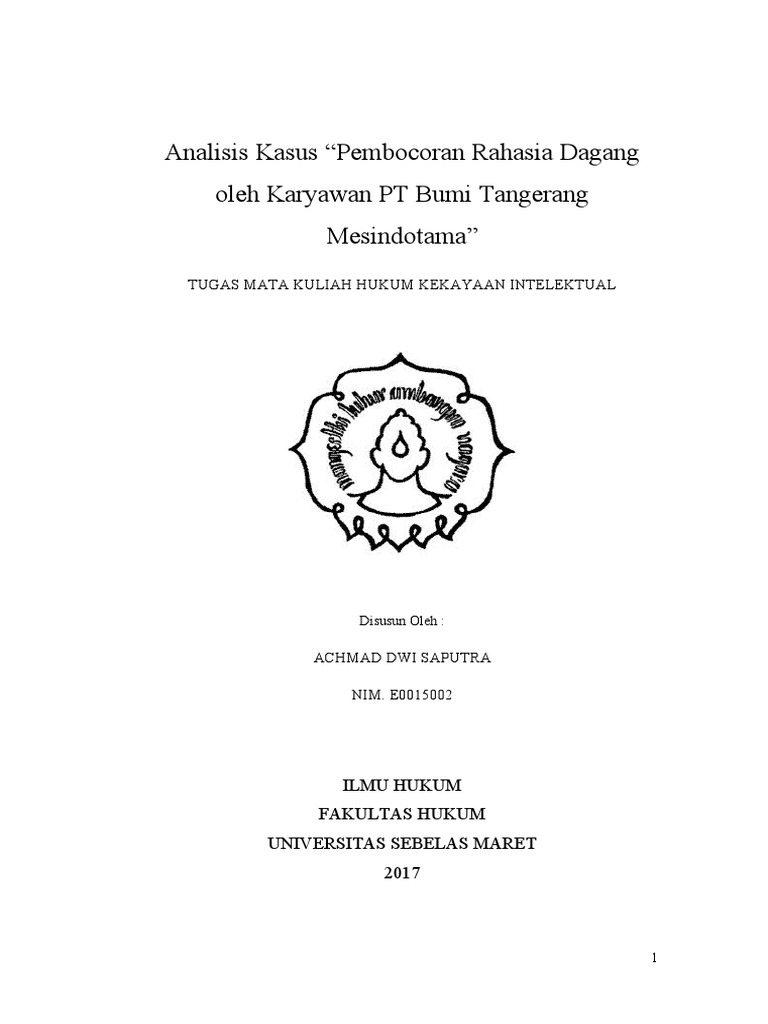 Analisis Kasus Pelanggaran Rahasia Dagang | PDF