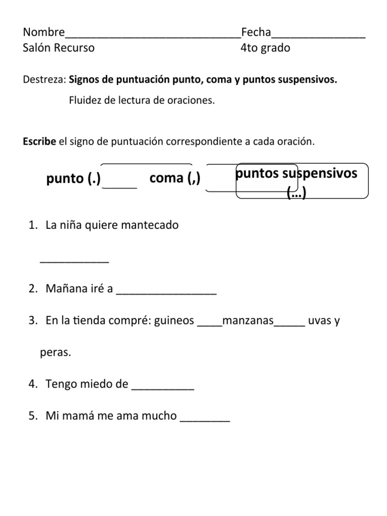 Signos de Puntuacion Punto-Coma-Puntos Suspensivos | PDF