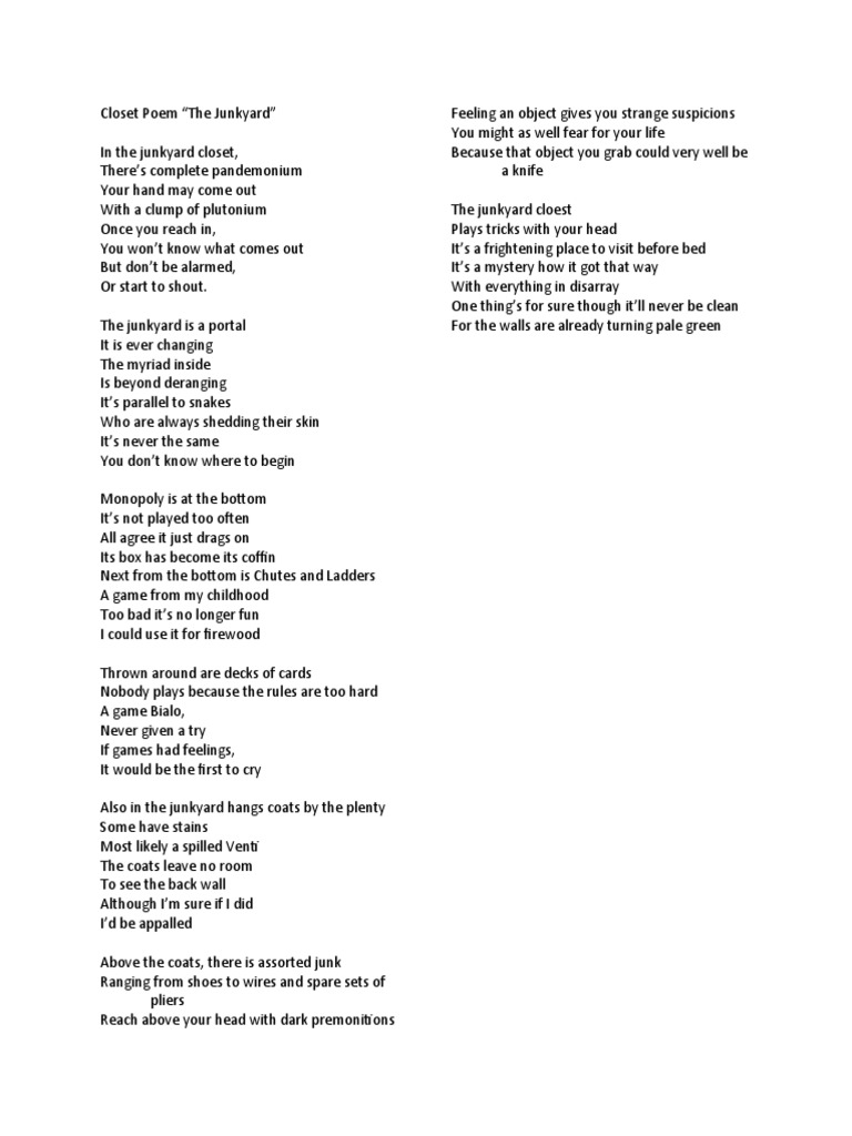 Closet Poem | PDF | Mystery, Thriller & Crime Fiction | Young Adult