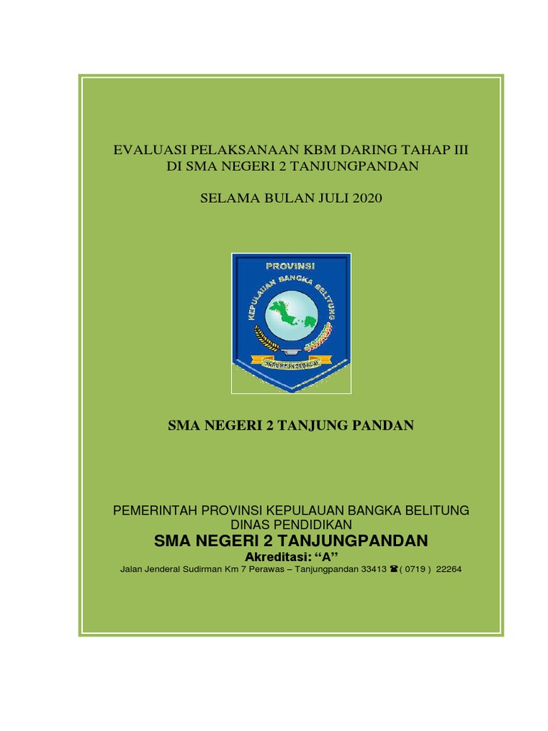 Evaluasi KBM Daring Sma Negeri 2 Tanjungpandan | PDF