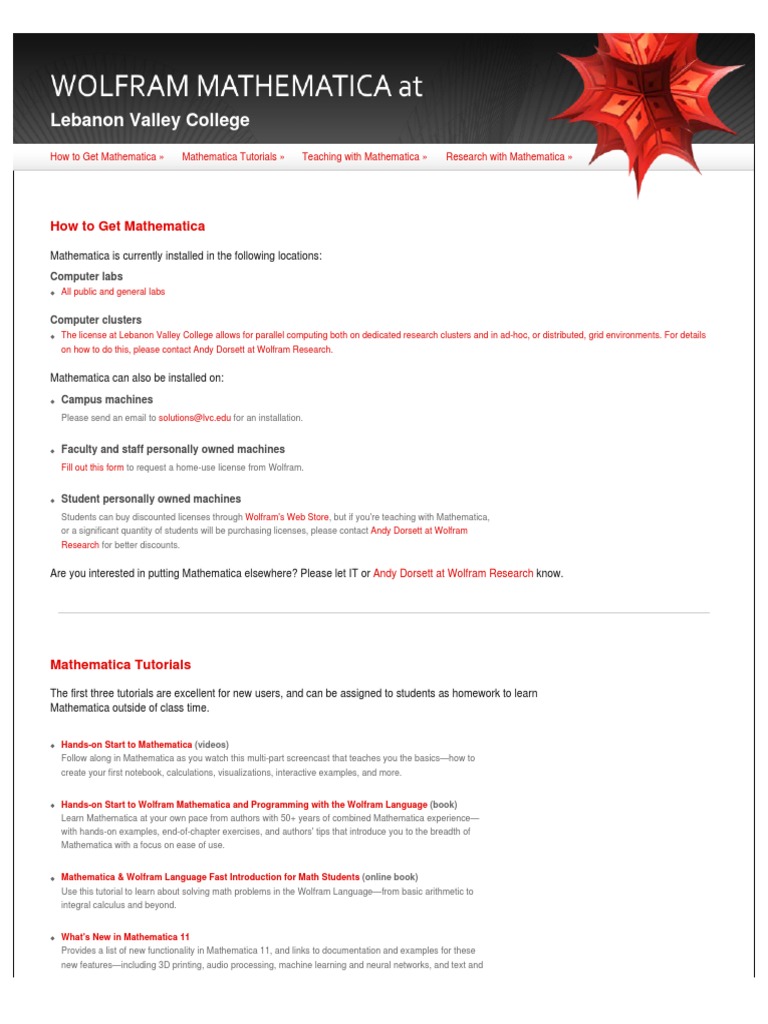 Lebanon Valley College: How To Get Mathematica | PDF | Visualization ...