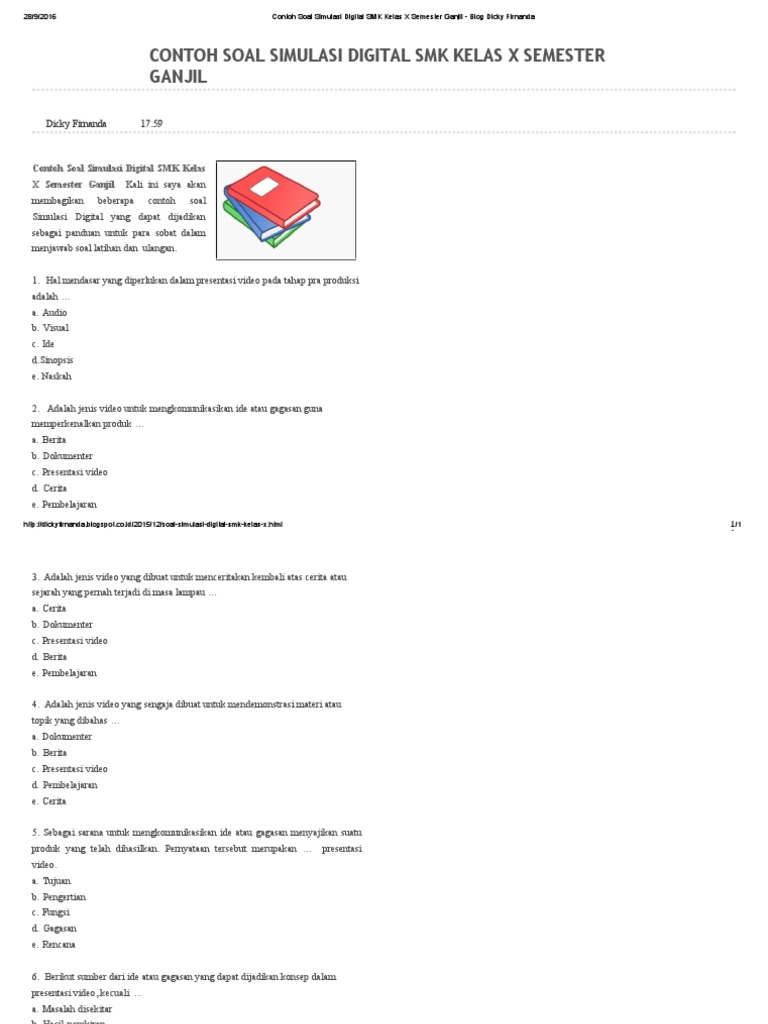 Contoh Soal Simulasi Digital SMK X | PDF
