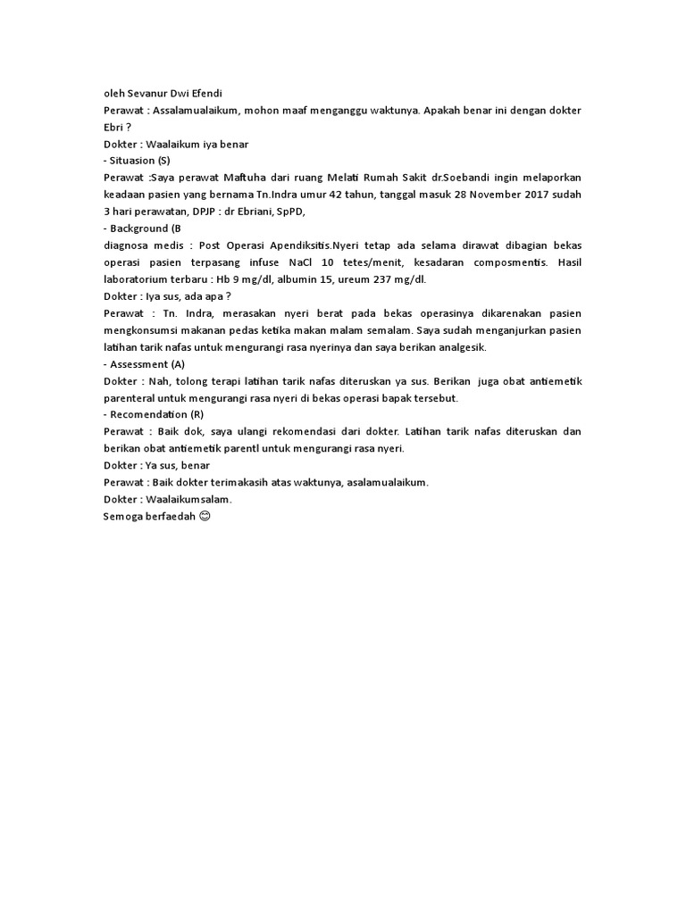 Roleplay Operan SBAR | PDF