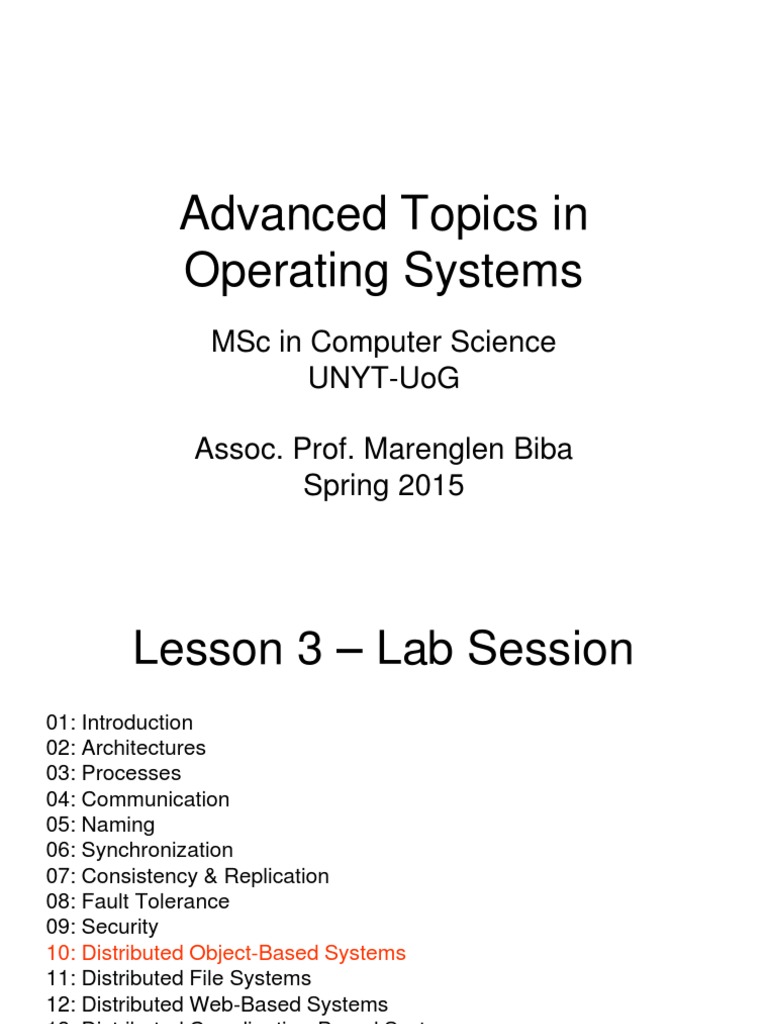Advanced Topics in Operating Systems: MSC in Computer Science Unyt-Uog ...