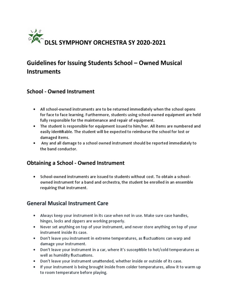 School - Owned Instruments | PDF | String Instruments | Music Technology
