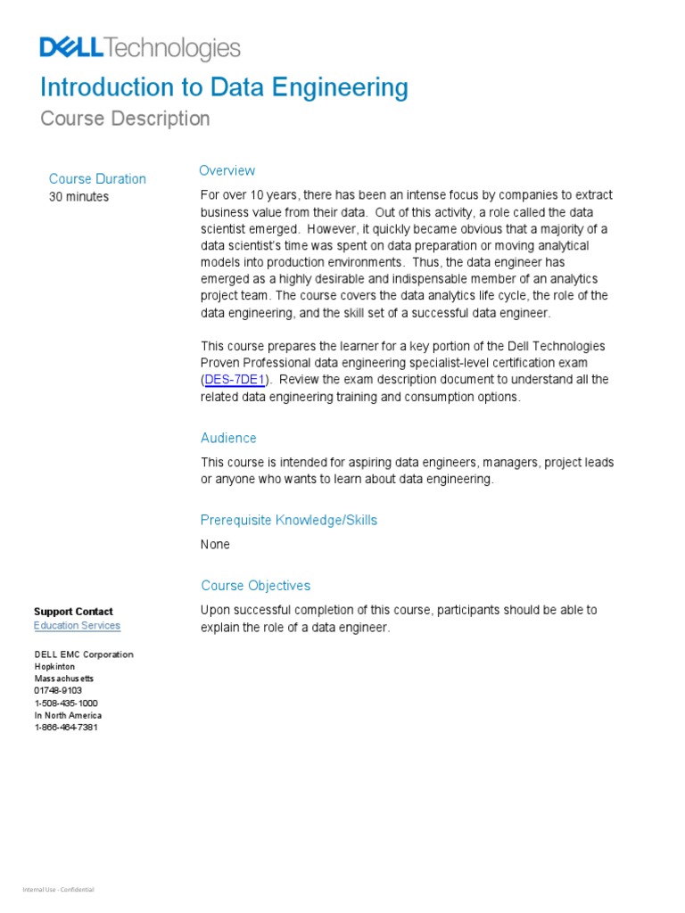 Introduction To Data Engineering: Course Description | PDF | Dell ...