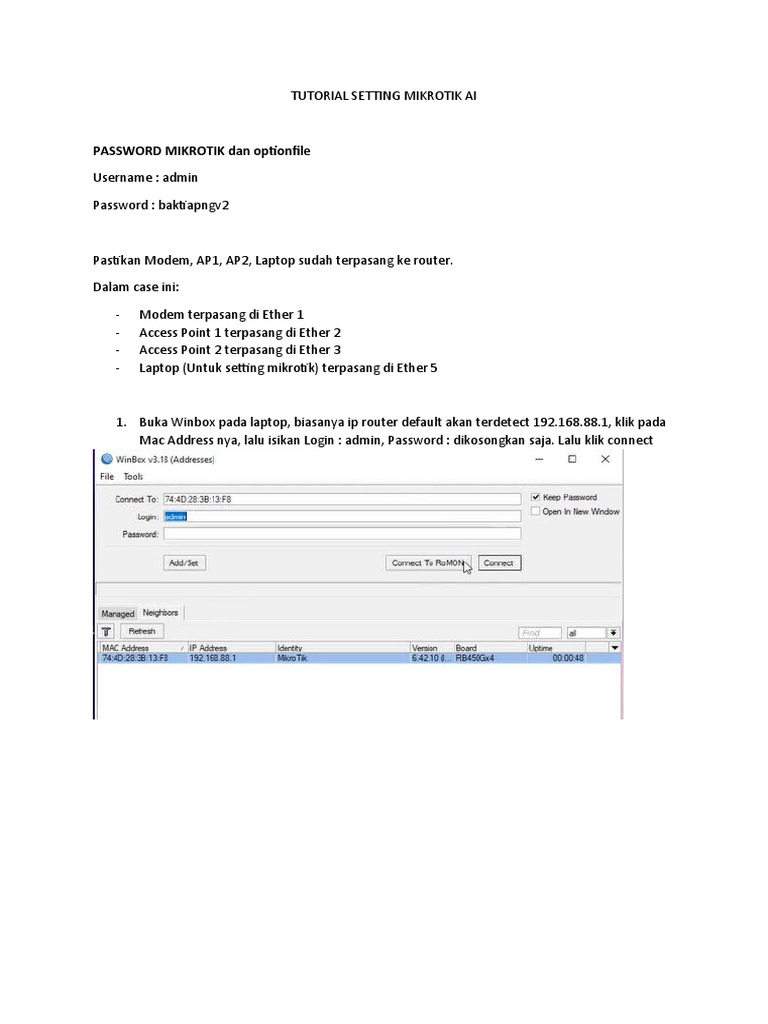 Tutorial Setting Mikrotik Ai | PDF