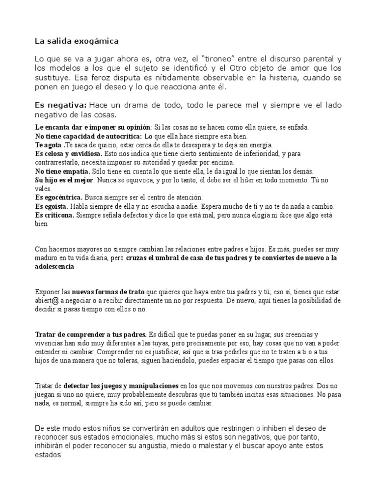 La Salida Exogámica - Sistema Familiar | PDF | Teoría de apego | Temor