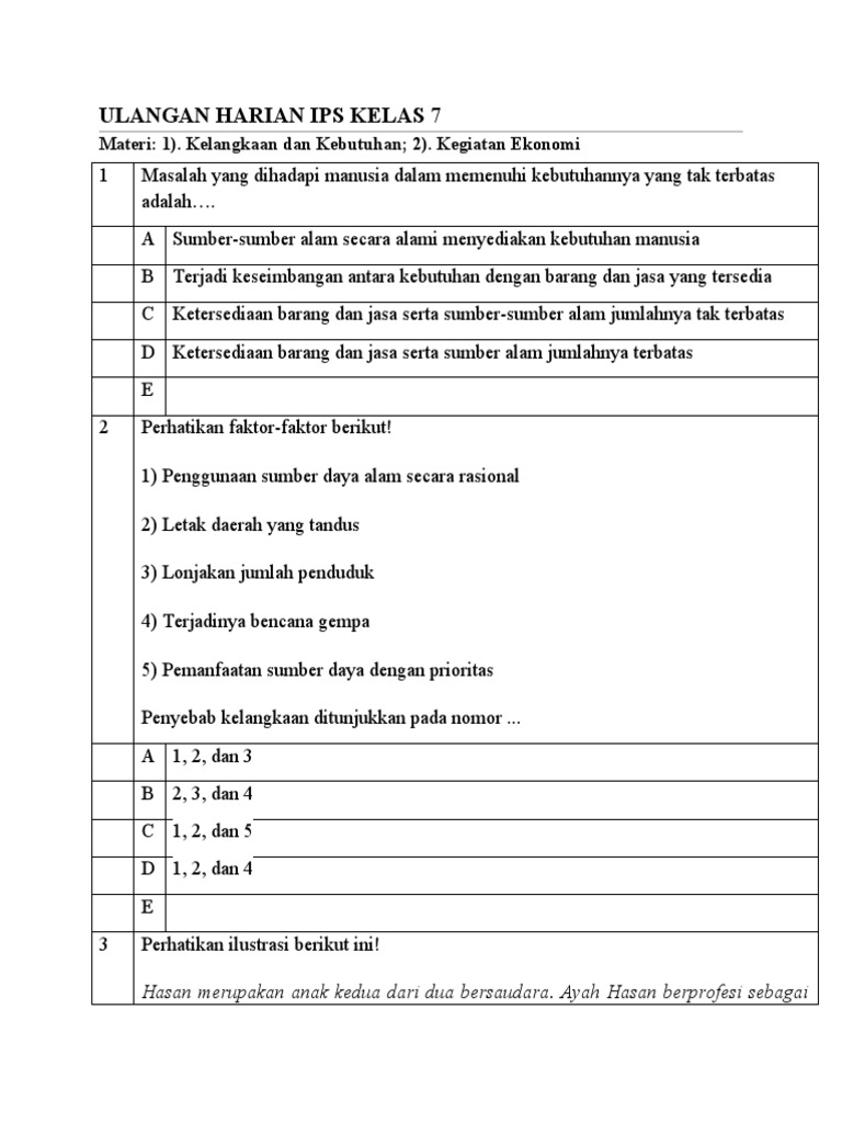 Susulan UH I IPS | PDF