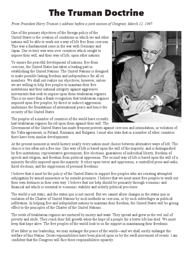 Truman Doctrine | PDF | United Nations | International Relations