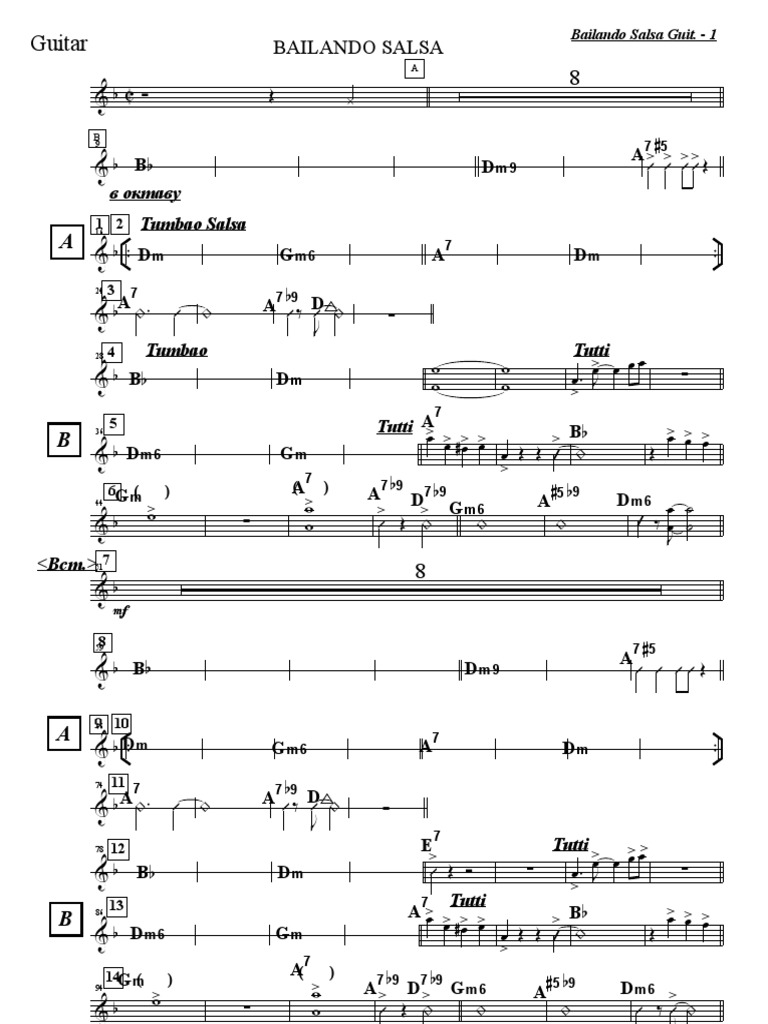 Guitar: в октаву Tumbao Salsa | PDF