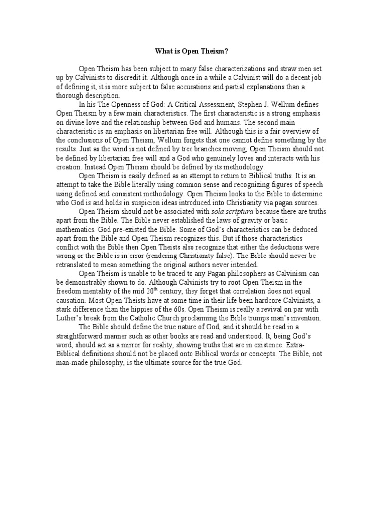 What Is Open Theism | PDF | God | Calvinism