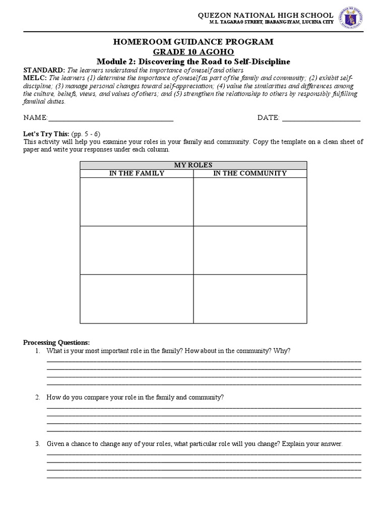 Hg-Module 2-Answer Sheets | PDF | Human Nature | Psychology