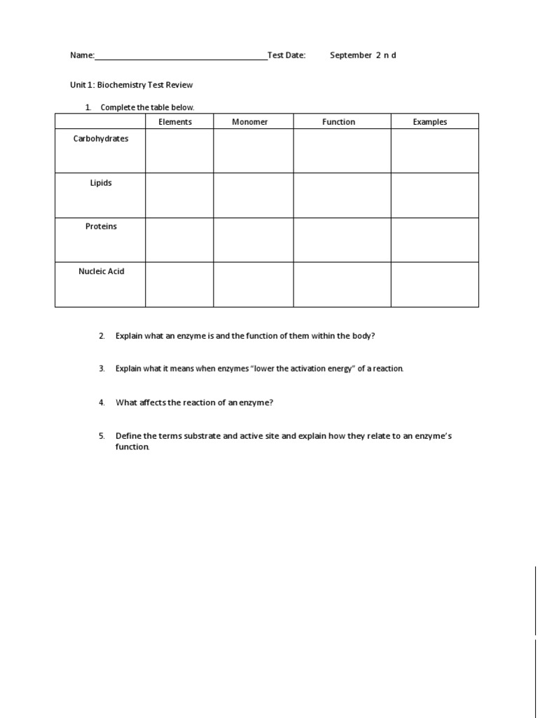 Biochemistry Study Guide (2) - 1 | PDF