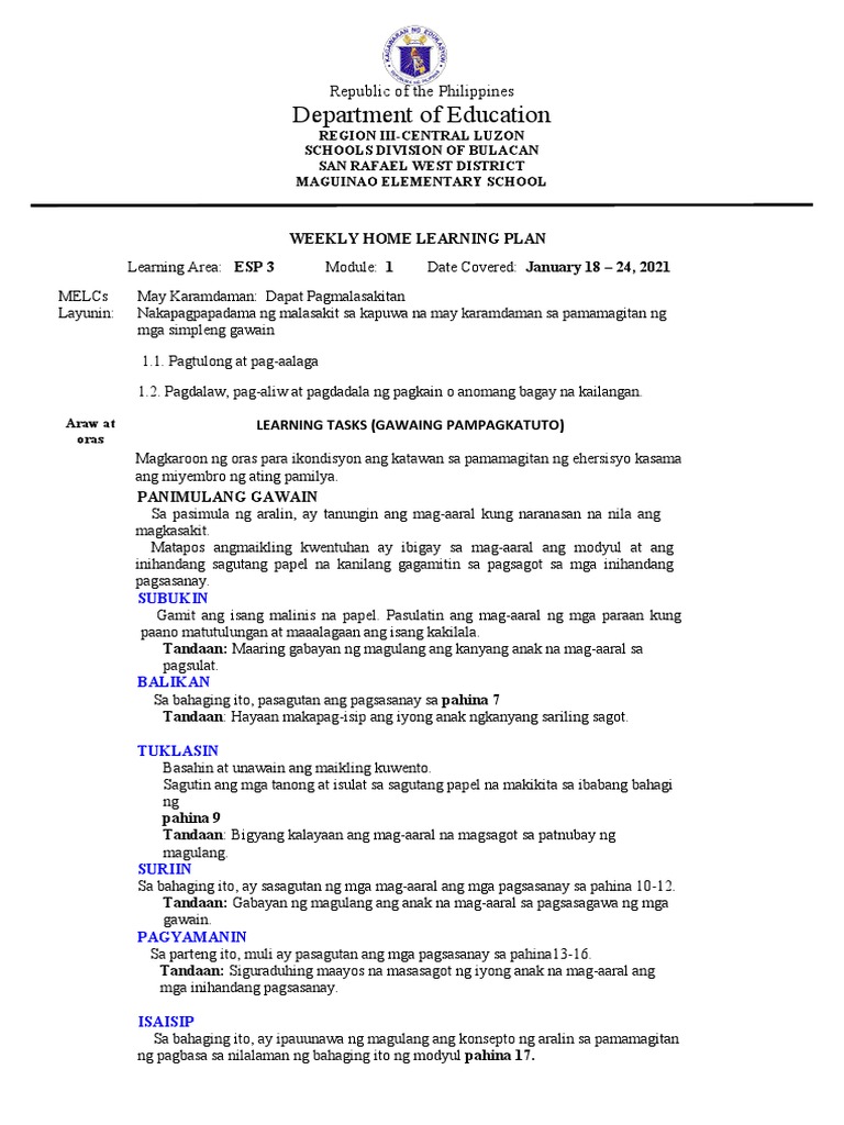 WHLP 2ndQ Mod1 ESP 3 | PDF