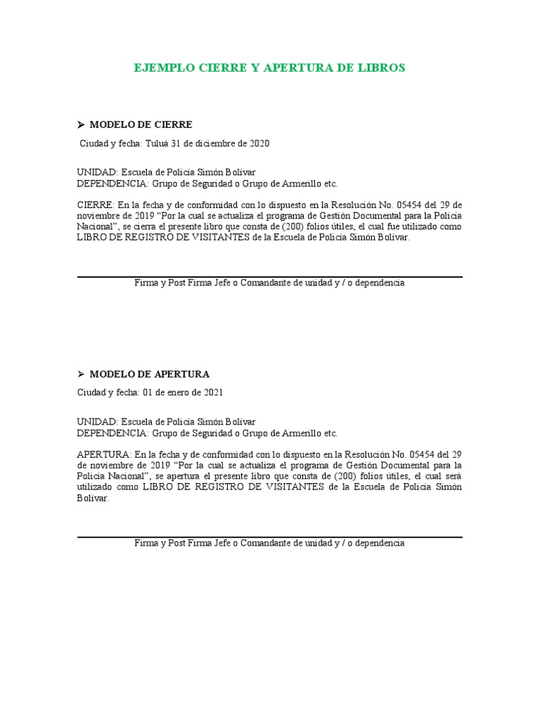 Ejemplo de Cierre y Apertura de Libros | PDF