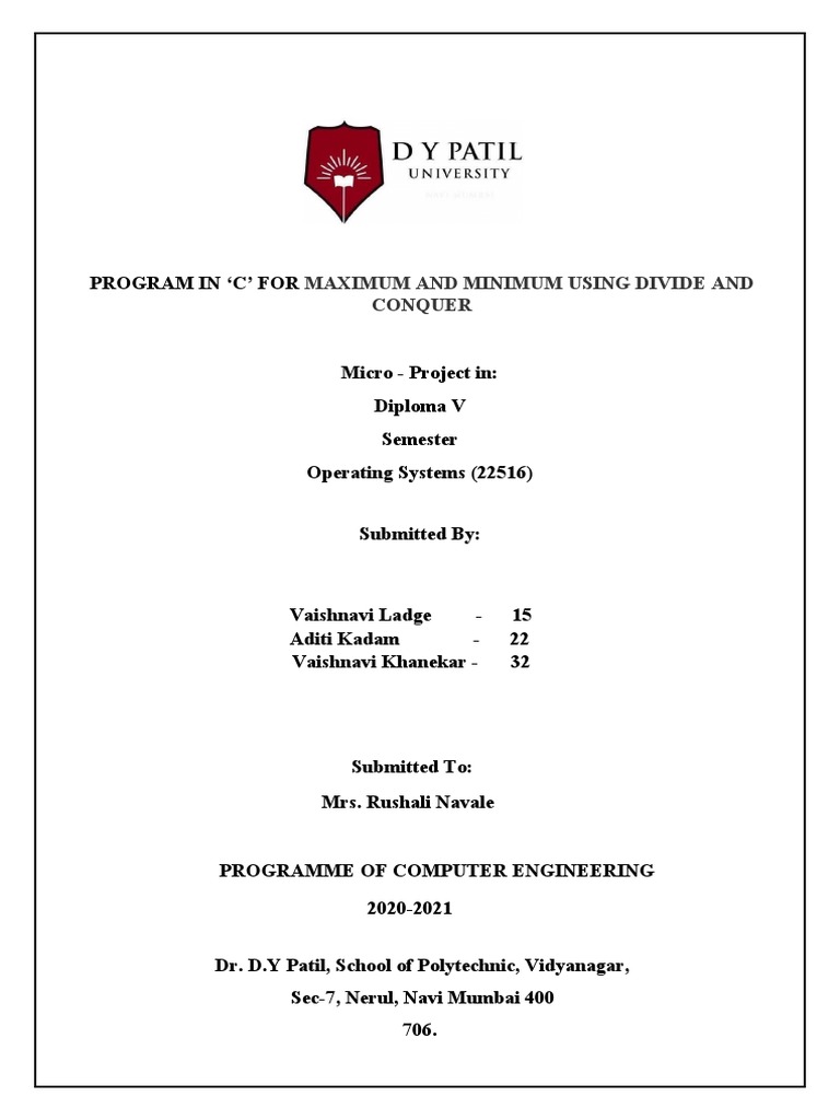 Maximum and Minimum Using Divide and Conquer | PDF | Maxima And Minima ...