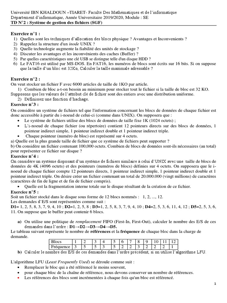 TD #2 SGF | PDF | Mémoire (informatique) | Gestion informatique